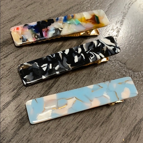 Accessories | New Marble Hair Clips 3 Set | Poshmark